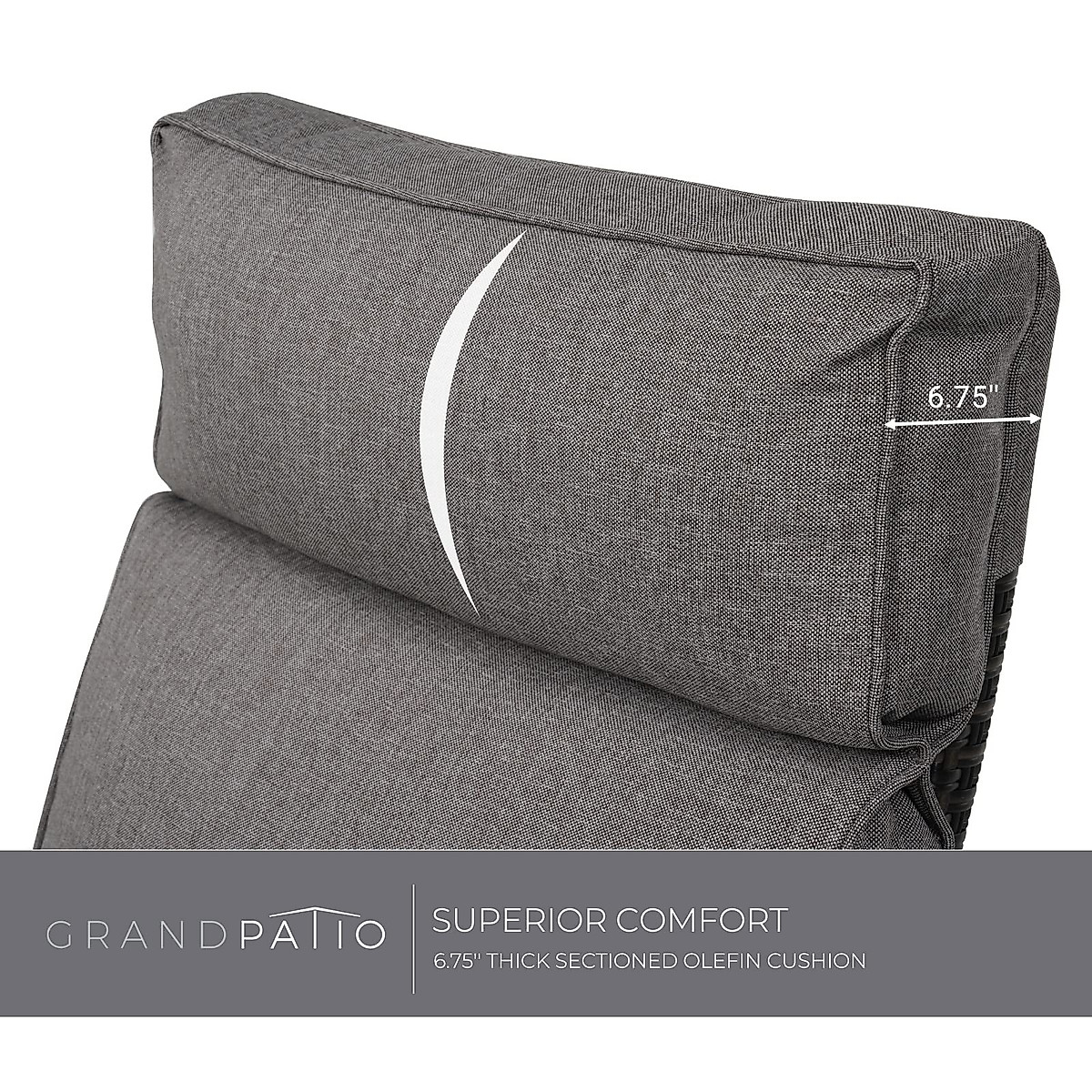 Grand patio Outdoor Recliner with Independent Adjustable Back and Footrest, Air Pump 150° Lay Flat Reclining Chair Removable Olefin Cushion Flip-Up Table Wicker Grey 1PC