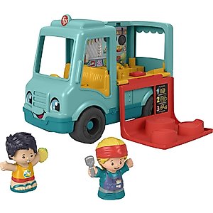 Fisher-Price Little People Musical Toddler Toy Serve It Up Food Truck Vehicle with 2 Figures for Pretend Play Ages 1+ Years