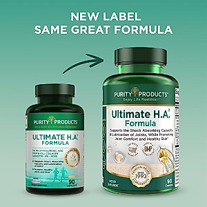 Purity Products Ultimate H.A. Formula - Clinically Studied BioCell Collagen - Dynamic Hyaluronic Acid Support for The Joints and Skin - 90 Count - from