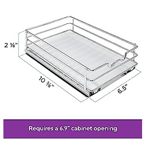 HOLD N' STORAGE Premium Pull-Out Spice Rack - 6.5"Wx10.5"D - Anti-Rust Chrome Finish - Heavy Duty with 5-Year Limited Warranty- Fits 2 Rows of Standard Spice Jars