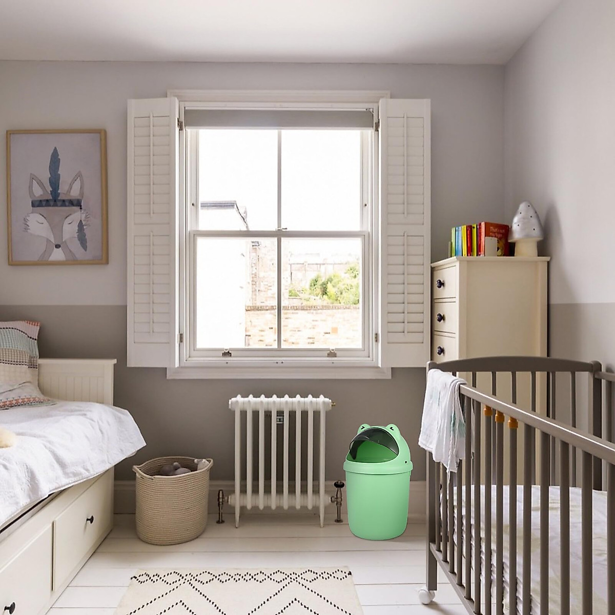 Luxshiny Trash Can with Lid Cute Trash Bin Animal Waste Basket Frog Garbage Can Desk Small Garbage Can Kawaii Trash Can Garbage Container Pen Holder Plastic Mini Child Organizer