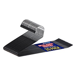 Lifemaster Metal Pants Hanger Set - 20 Pieces Elegant Non-Slip Closet Space Saving Hanger Set for Pants, Trouser, Blankets, and Jeans with Rubber Coating and Open Ended Sleek Design - Black