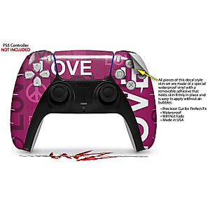 WraptorSkinz Skin Wrap compatible with Sony PS5 DualSense Controller Love and Peace Hot Pink (CONTROLLER NOT INCLUDED)