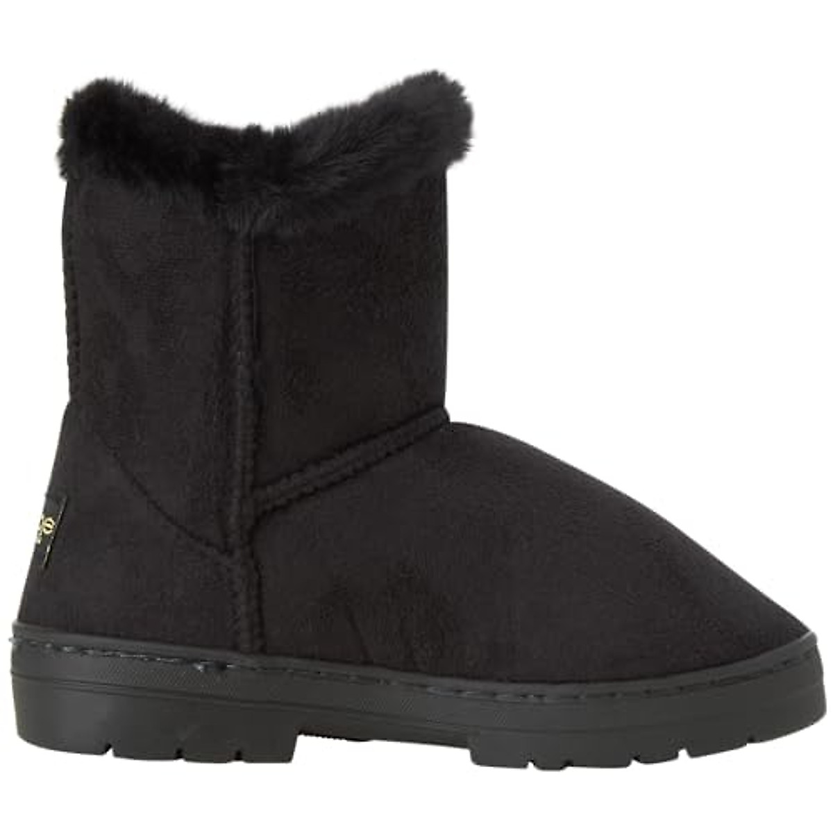 bebe Girls' Winter Boots - Faux Shearling Booties with Charm Side Zip - Boots for Girls - Fuzzy House Shoe Slippers (11-4), Size 1 Little Kid, Black