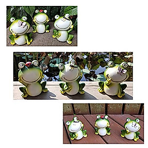UXMOO Garden Frog S/3 Ornaments Polyresin Garden Decor Statues for Yard and Patio Lawn Cute Frog Indoor Outdoor Decoration Frog Figurines Animal Statue Sculpture-91