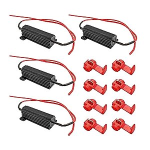 zipelo 4Pcs LED Load Resistors, 50W 6OHM Fix Blink Error Code Warning Cancellor with T-Clamp, Car Accessories (Black)