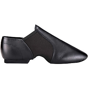 Linodes (Tent Leather Upper Jazz Shoe Slip-on for Women and Men's Dance Shoes Black 8M