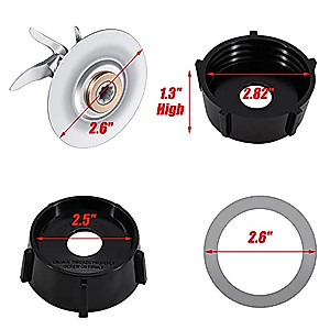Replacement Parts Compatible with Oster Osterizer Blender Blade with Rubber Seal Gasket & 4902 Jar Bottom - 6 Point Fusion Blade 4980