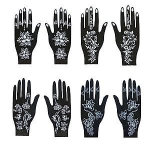 Henna Tattoo Stencils for Women,Black Henna Tattoo Templates Flowers Butterflies Reusable Large Size DIY Tattoo Kit,Body Art Stencils for Women and Teen Girls…