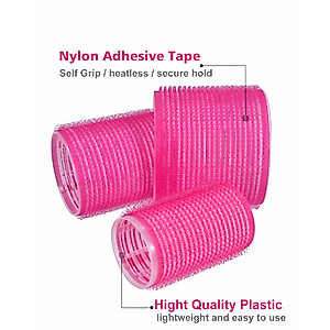 MaxNedrin Hair Roller sets,Self Grip Hair Curlers,3 Inch Salon Hair Dressing Curlers,3 Size (JUMBO LARGE MEDUIEM)18 Packs(Rose Red)