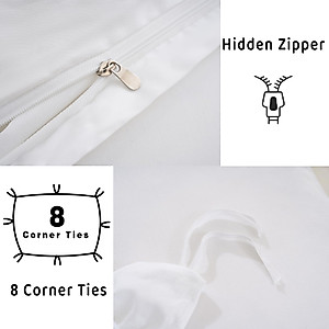 Overket 100% Organic Cotton Duvet Cover Queen Size Luxury 400 Thread Count Duvet Cover Queen Size Sateen Comforter Cover Soft and Breathable Cooling Bedding Set 3 Piece（White;Queen）