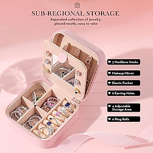 Parima Travel Jewelry Box for Girls Fashion - Travel Jewelry Case Organizer, Small Jewelry Organizer Box | Mini Jewelry Travel Case Jewelry Box Jewelry Organizer - Letter R, Pink