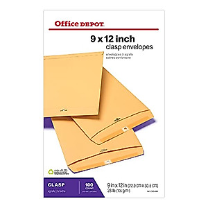 Office Depot® Brand Clasp Envelopes, 9" x 12", Brown, Box of 100