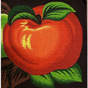 THE RAISE Kitchen Rug, Kitchen Mat, Printed Kitchen Rug (nonskid Back) (18" x 30") 2 Apples, Green & RED