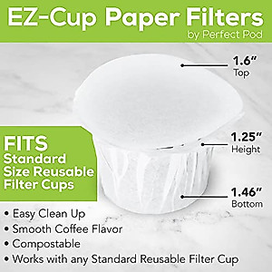Perfect Pod EZ-Cup Paper Coffee Filters with Patented Lid for Single-Serve Coffee Brewers and Coffee Pods, Compatible with Keurig, 8-Pack (400 Filters)