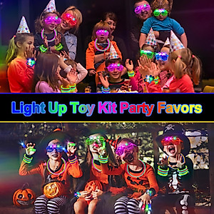 SHQDD 244 Pack Glow in the Dark Party Supplies for Kids, New Year Party Favors for Kids, Glow Party Favors for Kids 8-12, Kids Led Light Up Party Favors,Kids New Years Eve Party Supplies