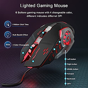 MFTEK Gaming Keyboard and Mouse Combo with Large Mouse Pad, RGB Rainbow ...