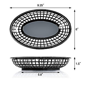 New Star Foodservice 44140 Fast Food Baskets, 9 1/4-Inch x 6-Inch Oval, Set of 12, Black