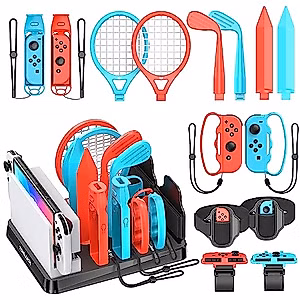 Switch Sports Accessories Bundle with Organizer Station Compatible with Nintendo Switch/ OLED Console & Joy-con, Storage and Organizer for Switch Sports Games, Family Sports Games Pack Accessories Kit