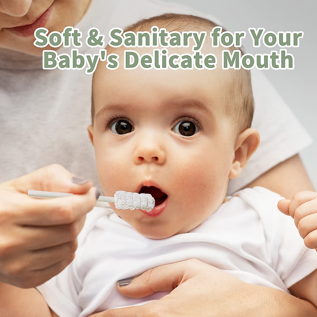 Little Meerkat 42 Pcs Disposable Baby Toothbrush for Infant & Newborn | Milk Stains & Tooth Decay | Baby Tongue Cleaner with FFS & 5-Layer Cotton Swab | 0-12 Month Baby Teething & Oral Care Cleaner