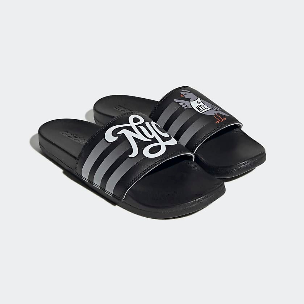adidas Unisex Adilette Comfort Slide Sandals, Black/White/Black,16W/15M