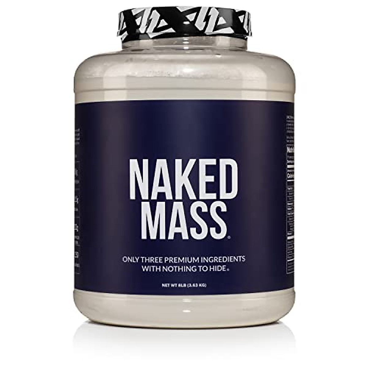 Naked Mass - Natural Weight Gainer Protein Powder - 8lb Bulk, GMO Free, Gluten Free & Soy Free. No Artificial Ingredients - 1,250 Calories - 11 Servings