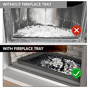 Air Jade Expandable Fireplace Tray, Galvanized Steel Fireplace Ash Tray with Handles for Collecting Ash, Adjustable Up to 31.5" Ember Holder Fireplace Ash Pan, Black, Trapeziform