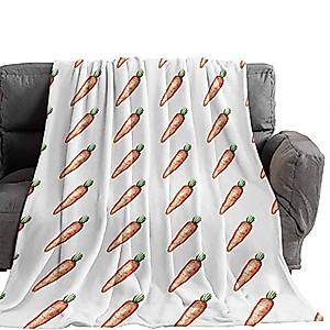 Possta Decor Happy Easter Watercolor Red Carrot Throw Blanket, Lightweight Cozy Warm Throws Vegetables, Super Soft Fuzzy Plush TV Blankets for Living Room Bedroom Bed Couch Chair