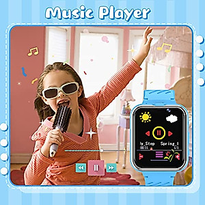 Kids Smart Watches,Gifts for Age 3-12 Boys Girls Dual Camera Touchscreen,Unicorn Digital Smart Watch for Kids with 24 Games, Pedometers，Music, Calculator,Learning Toys Birthday Gifts for Kids Blue