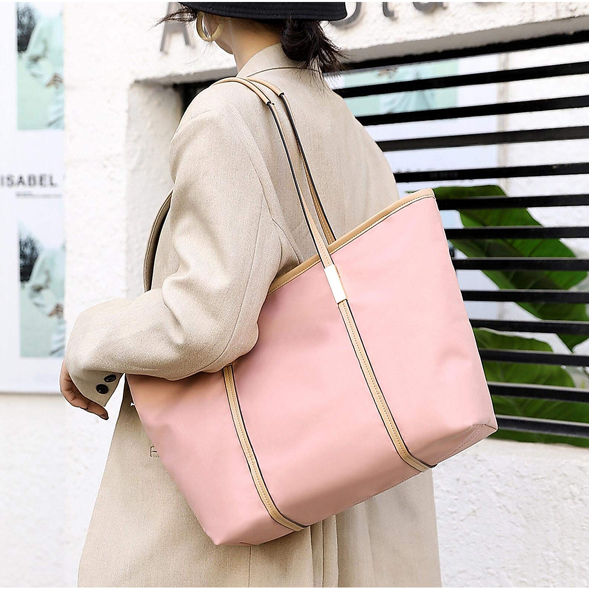 Wxnow Tote Purses and Handbags for Women, Large Trendy Shoulder Top Handle Handbag, Pocketbooks Purses, Waterproof Pink