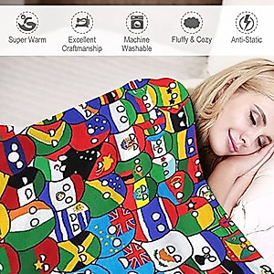 Woidxzxza Countryball Polandball World Map Throw Blanket Fuzzy Plush Fleece Blankets Soft Cozy Microfiber Flannel Blanket for Couch Sofa Bed Decor Travel Outdoor Gifts 60''X50''