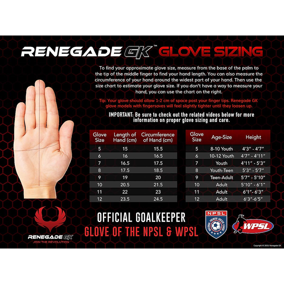 Renegade GK Eclipse Ambush Professional Goalie Gloves Pro Finger Savers | 4mm EXT Contact Grip | Black & Red Soccer Goalkeeper Gloves (Size 9, Youth-Adult, Neg. Cut, Level 5)