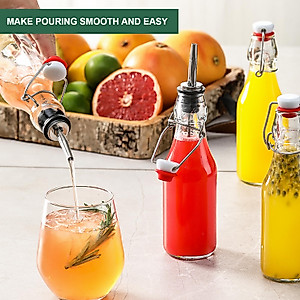 AOZITA 8-Pack 8.5oz Flip Top Glass Bottles, Swing Top Beer Brewing Bottle for 2nd Fermentation, Kombucha, Kefir, Vanilla Extract, Coquito, Juice, Tea - Airtight Stopper Cap Lid, Bonus 2 Bottle Pourers