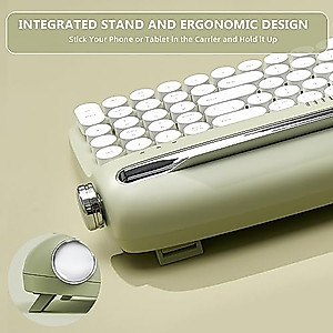 YUNZII Upgraded Wireless Typewriter Keyboard, Retro Keyboard with Integrated Stand, USB-C/Bluetooth Keyboard with Cute Round Keycaps for Multi Device for Win/Mac (B309, Sweet Mint)
