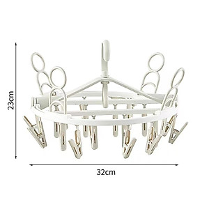 FlyNautics Foldable Laundry Clips for Drying Clothes, 24 clothespins 360° Rotatable Clothes Drying Rack,Plastic drip Hanger Drying Rack for Shoes Socks, Bras, Lingerie, Clothes White