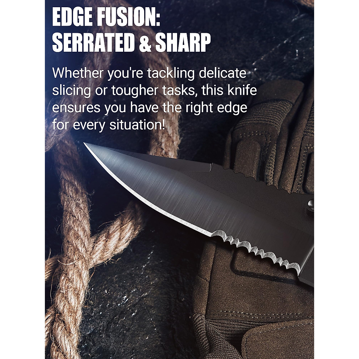 Tactical Legal Knife for Men Women - 2.68 Inch Serrated Blade Small Black Pocket Knife with Glass Breaker Seatbelt Cutter - Cool Folding Knives for Camping Work EDC - Mens Birthday Gift Ideas 6655 B