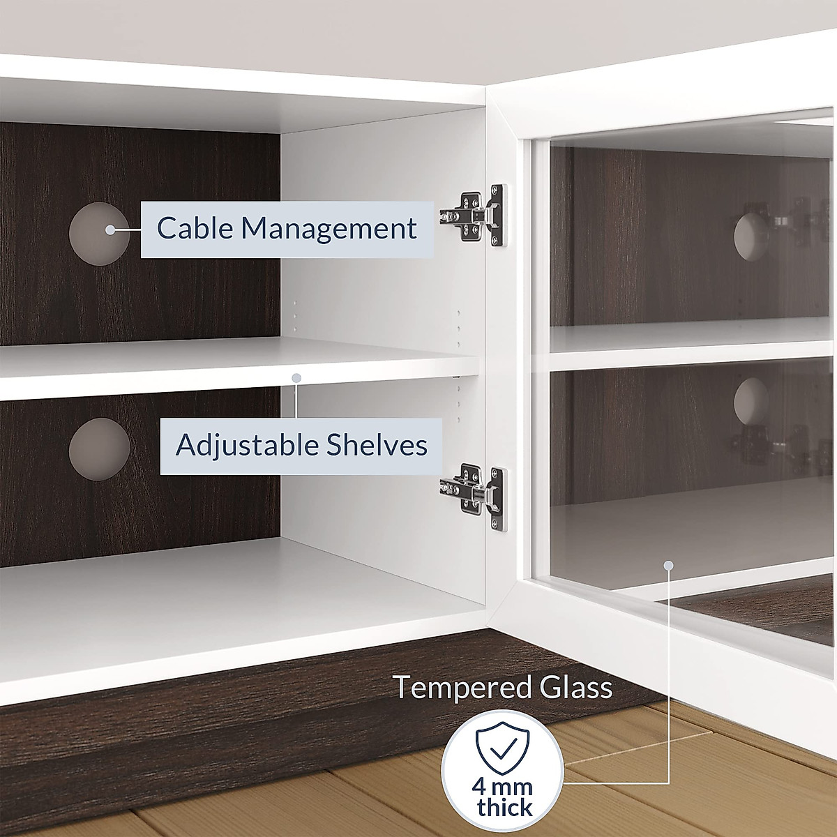 BELLEZE 70" TV Stand for TVs up to 75", Modern TV Cabinet & Entertainment Center with Shelves, Wood Storage Cabinet for Living Room or Bedroom - Brixston (White)