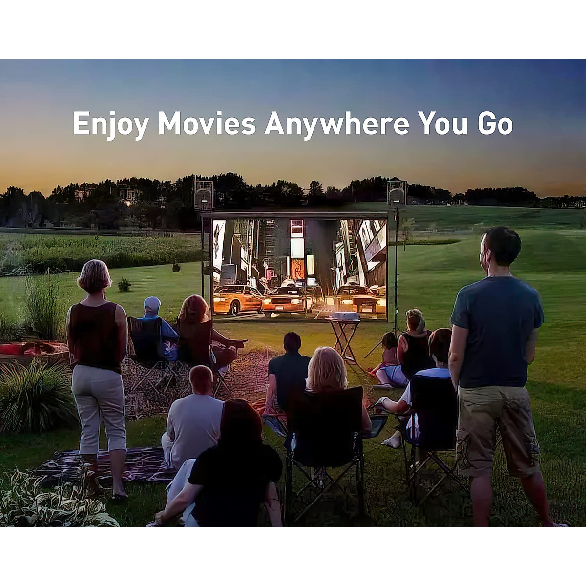 Projector 5G WiFi 1080P Native Projector, 4K Support 500 ANSI 13000L Max 300'' Display YZQ Projector for Gaming Teather and Outdoor, 50% Zoom 120000H Life, Compatible with Phones/Laptops/TV Stick/PS5