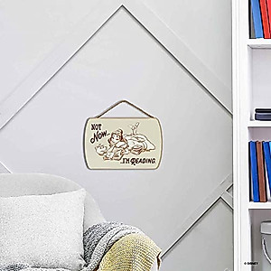 Disney Beauty and the Beast Belle Hanging Wood Wall Decor - Not Now I'm Reading - Cute Belle Sign for Kids' Bedroom or Play Room