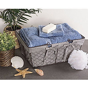 DII Farmhouse Chicken Wire Egg Basket, Storage Baskets with Liner, Stripes, 16x12x7.88"