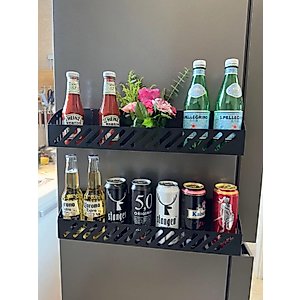 NAFCOOL Magnetic Spice Fridge Rack Shelf Organizer for Refrigerator, 2 Packs Moveable Magnetic Seasoning Organizer Shelves Kitchen Gadgets for Refrigerator Microwave Oven Washer, 19.88” Long