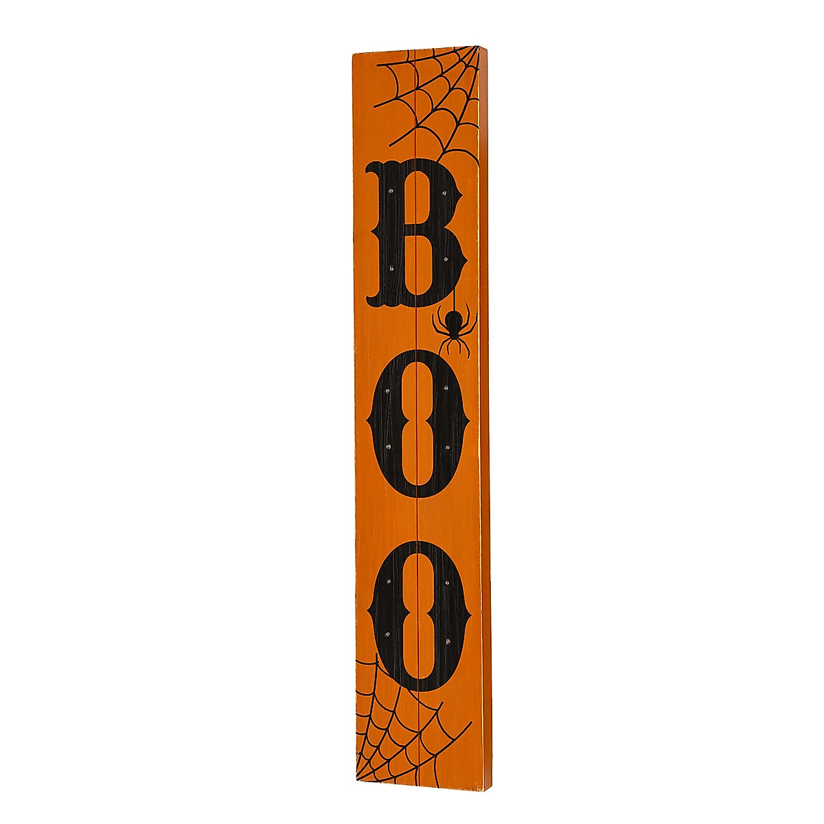 Glitzhome 42" H Halloween Porch Board Sign with Timer 6 Hours On /18 Hours Off, Lighted Halloween "BOO" Hang Sign or Lean Against Wall Standing Sign, 12 LED Lights Wood Plaques for Outdoor Decor