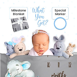 Paishanas Baby Monthly Milestone Blanket Boy or Girl Elephant Baby Milestone Blanket Premium Fleece Months Baby Milestone Large Size Milestone Blanket for Baby Boy Baby Photo Blanket