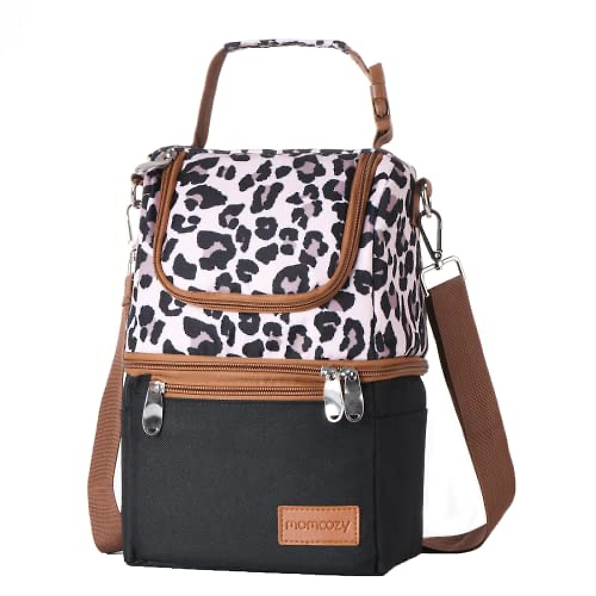 Momcozy Insulated Baby Bottle Bag, Multi-Function Breastmilk Cooler Bag, Fit as Wine Carrier or for Milk Bottles Like Dr. Brown, Comotomo, Philips, Nuk, Lansinoh, Leopard Print