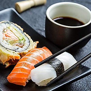 Chopsticks, YFWOOD 5 Pairs Fiberglass Chopsticks - Reusable Japanese Chinese Chopsticks Dishwasher Safe, Non-Slip,9.4 Inch- Black