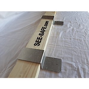 SEE-SAFE Drop Open Bar Security Barn Door Lock Brackets Fits 2x4 Boards 3" Wide 1 Pair Stopper Jammer Barricade