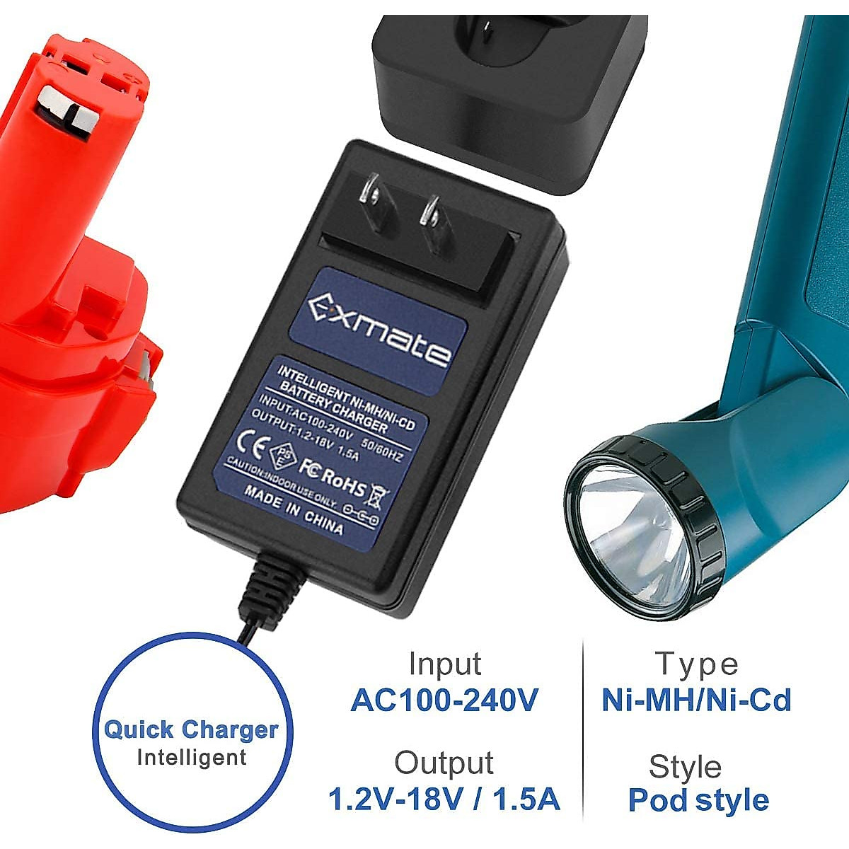 Exmate 2 Pack 7.2V 3.5Ah Ni-MH Battery with 1.2-18V Charger Compatible with Makita 7000 7002 7033 191679-9 632002-4 632003-2 192532-2 192695-4 6010D 6172D DA3000D 6018D 6019D 9500D DA301D 6073D ML702