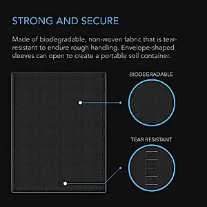 AC Infinity Nursery Bags 1 Gallon, Non-Woven Fabric Growing Pouches, 50-Pack Biodegradable Plant Pots for Seed Starting, Soil Transplant, Home Garden Supply