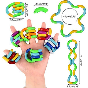 20 PCS Multicolored Quiet Fidgets Toys for Unique Fidget Experience, Anti Anxiety Sensory Toys Combine into New Shapes, Brain Imagination Tools, Relax Therapy Educational Toy for Kids Boys Adults