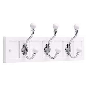 Brainerd R46139J-W-L Three Hook 18-inch Wide Kendra Coat and Hat Rail/Rack , White